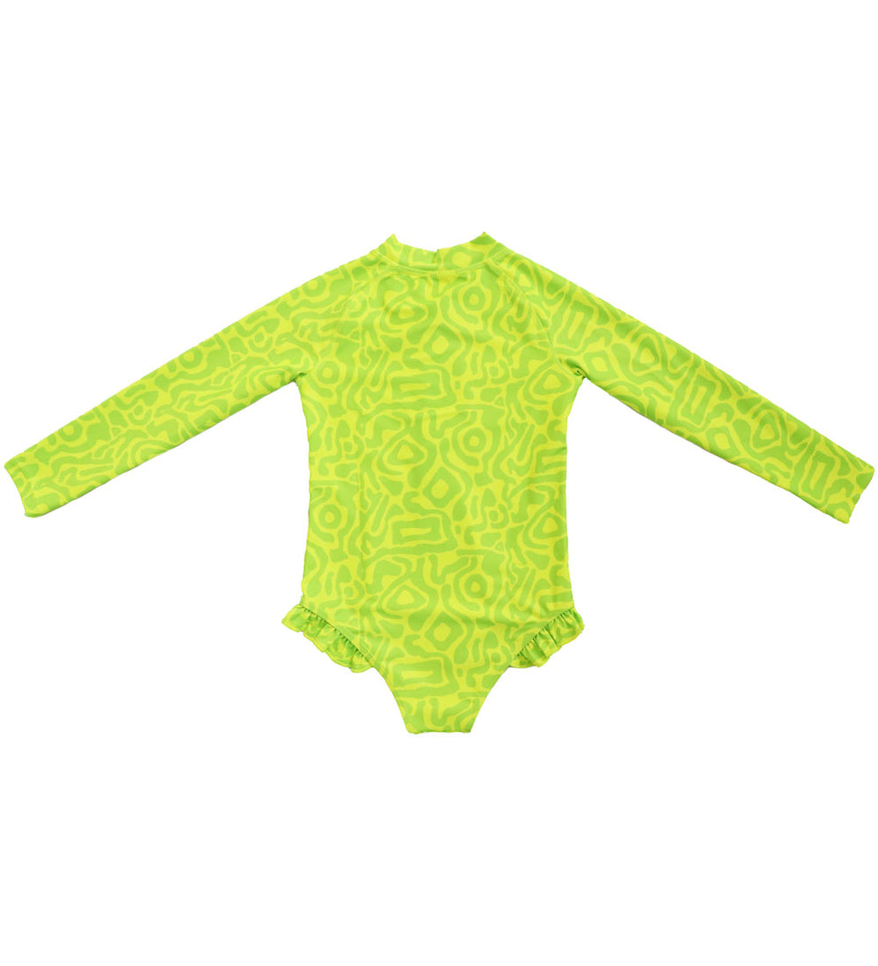 Girls Long Sleeve Swimsuit - Lime Light Print – Vizzies Swim