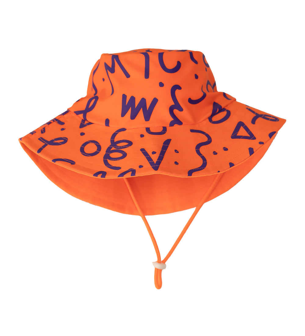 Kids Reversible Swim Hat - Orange/Squiggle Pop Print – Vizzies Swim