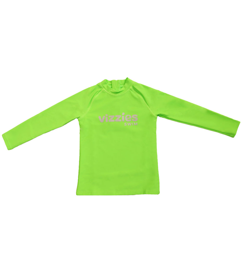 Kids Long Sleeve Rashie - Green Glow – Vizzies Swim
