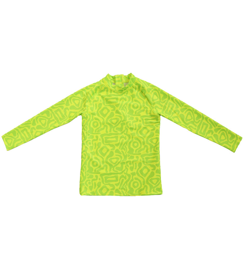 Kids Long Sleeve Rashie - Lime Light Print – Vizzies Swim