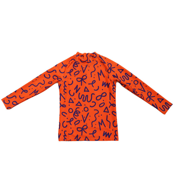Kids Long Sleeve Rashie - Squiggle Pop Print – Vizzies Swim