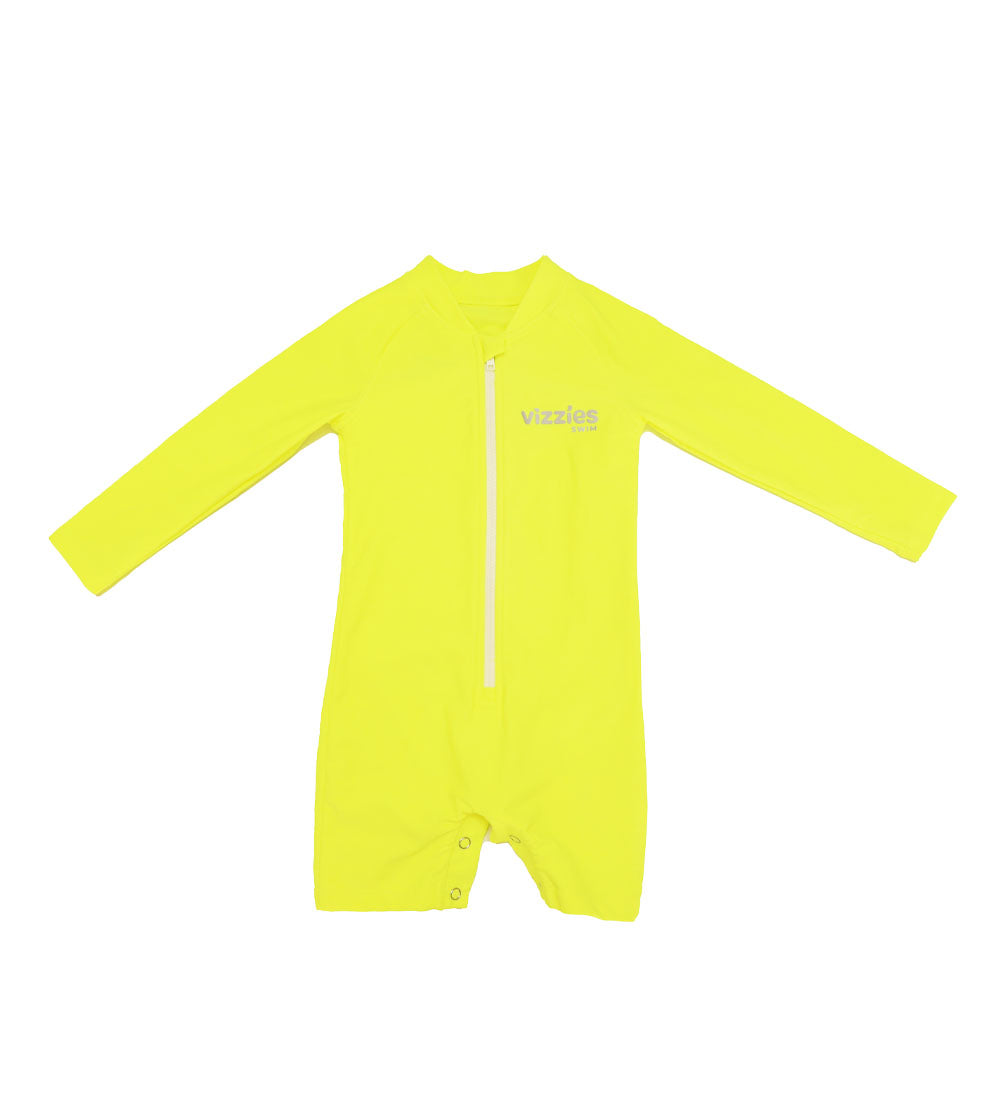 Baby Long Sleeve Swimsuit - Yellow Zap – Vizzies Swim